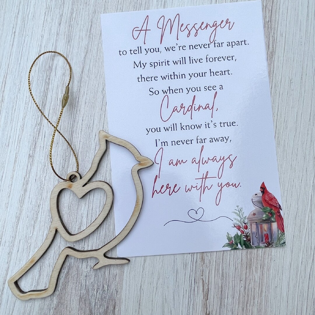 Wooden Cardinal Memorial Christmas Tree Ornament - Heavenly Messenger ...