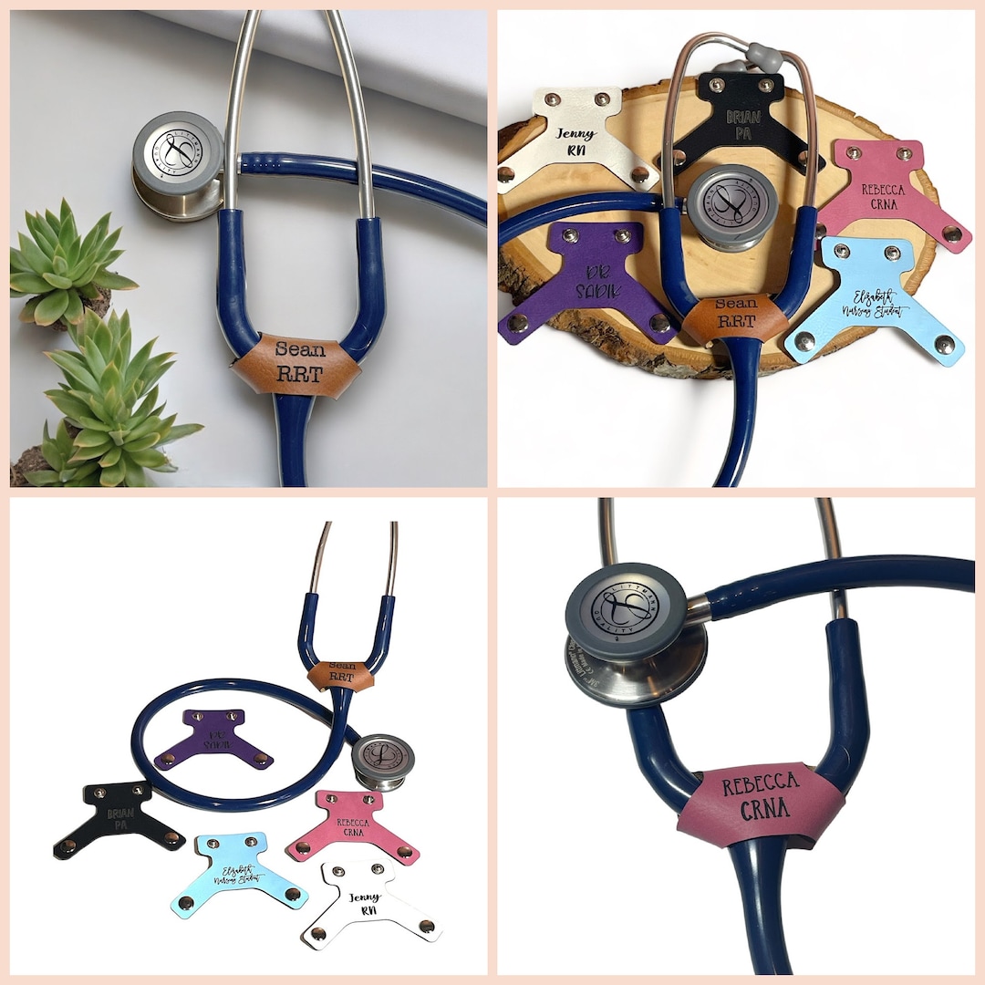 Engraved Leatherette Stethoscope ID Tag - Custom Stethoscope Name Tag ...
