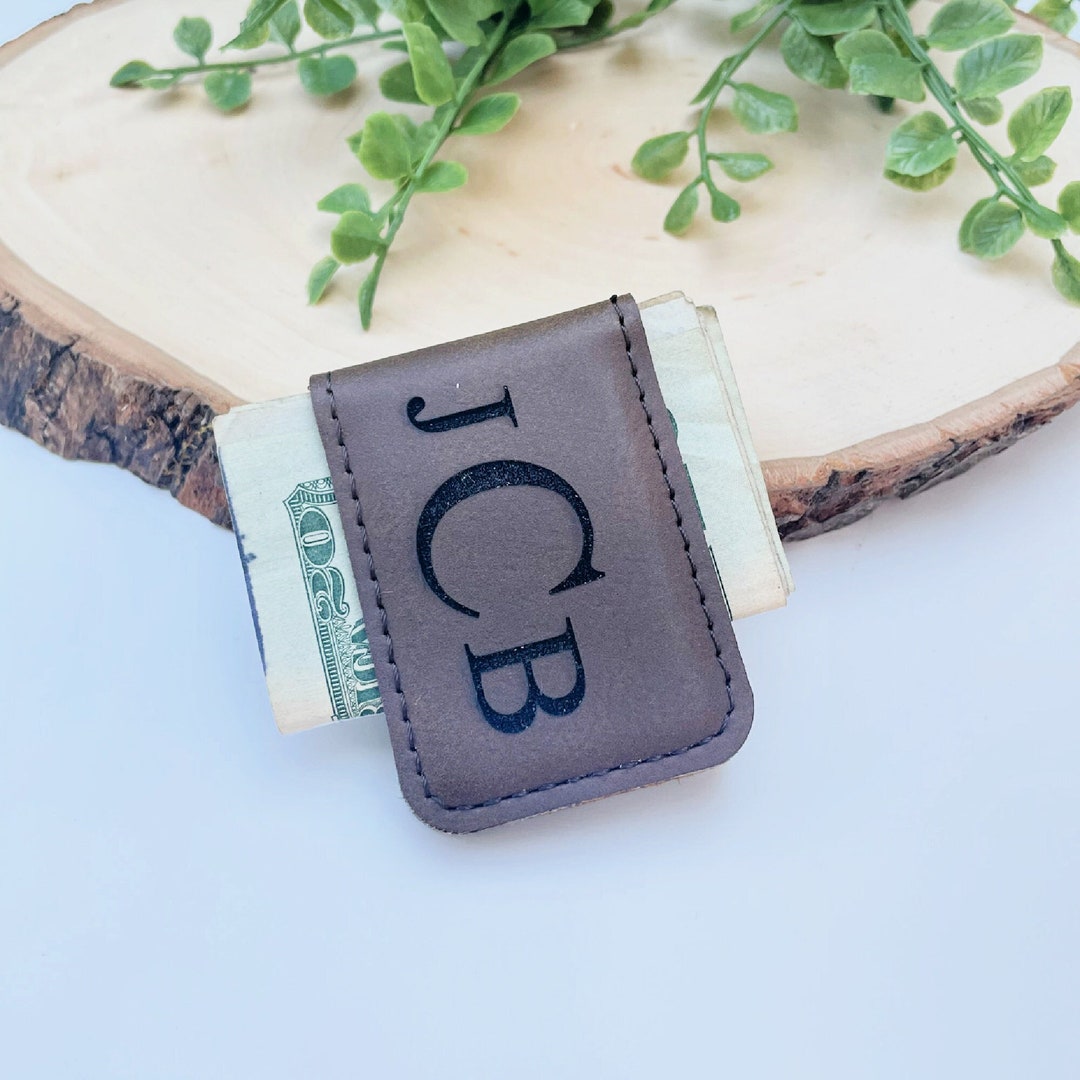 Leather Money Clip - Custom Money Clip - Third Anniversary Gift ...