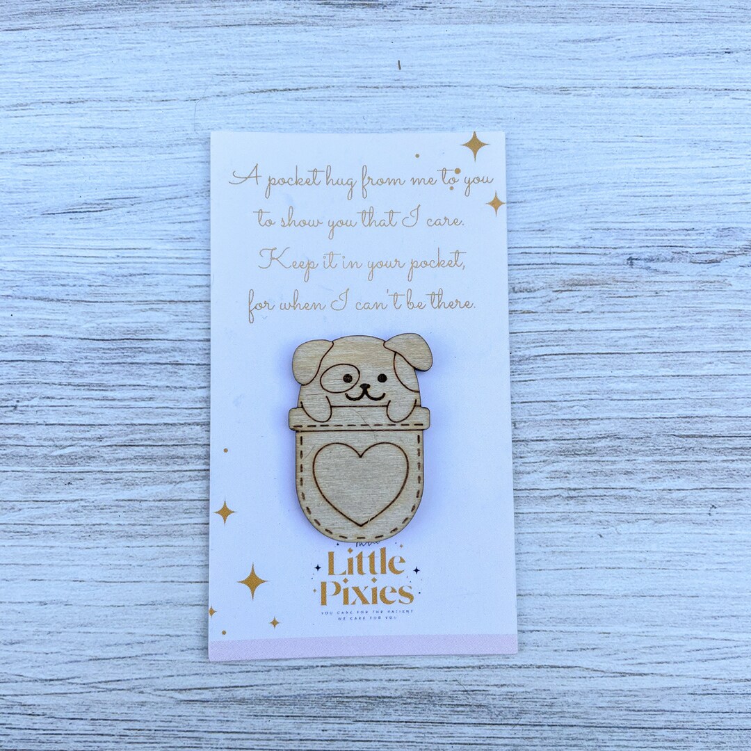 Pocket Hug Cute Animal Pocket Token Pocket Pal Wooden Pocket Buddy Love ...