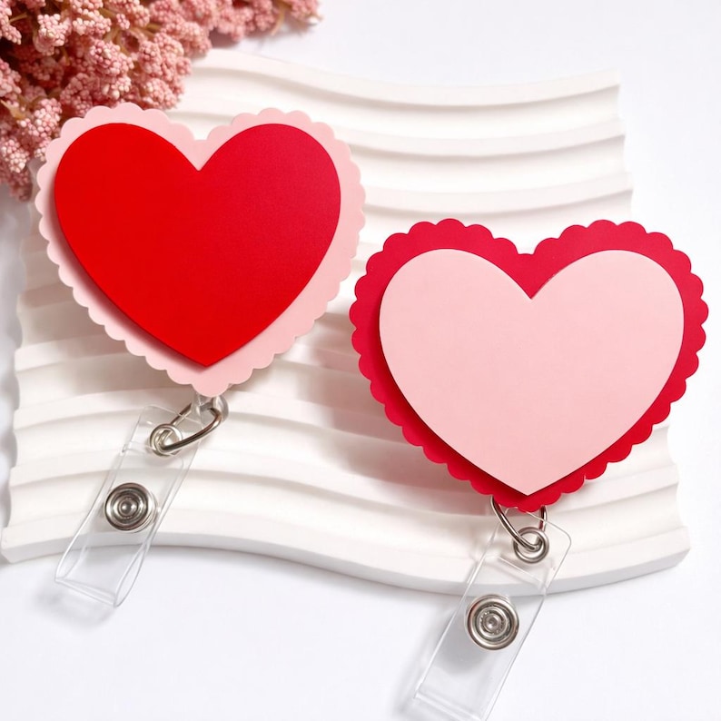 Valentine’s Day Heart Badge Reel – Acrylic ID Holder - Etsy