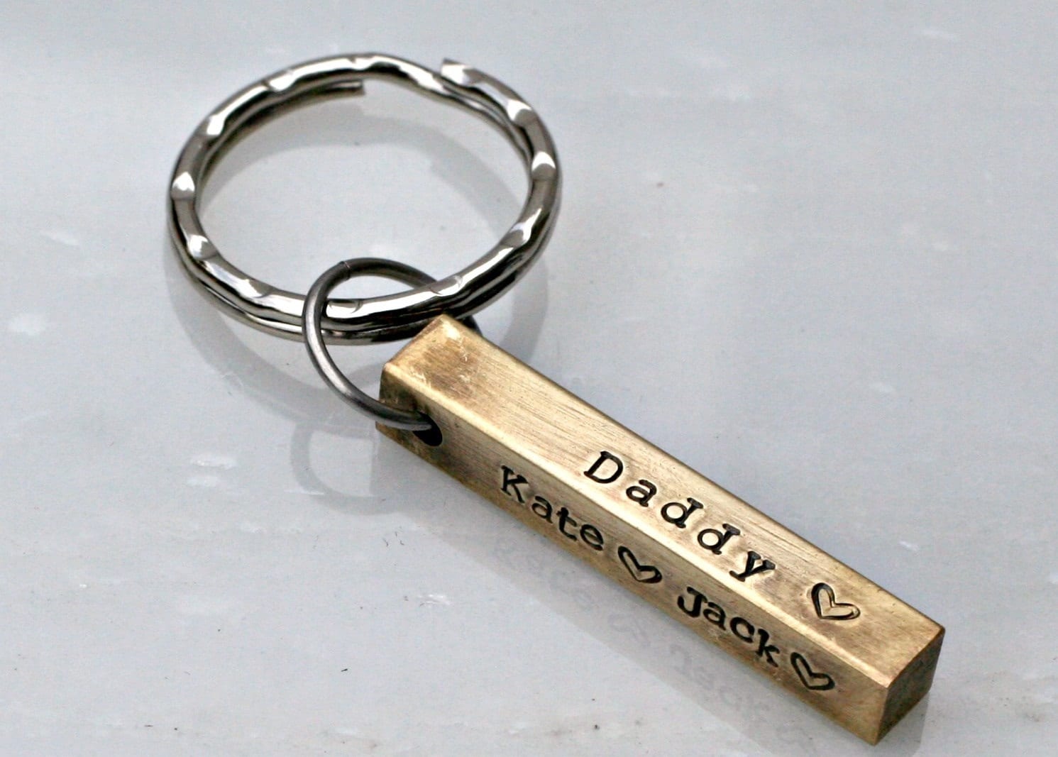 Personalized Father's Day Gift - Hand Stamped Keychain - Key Ring ...