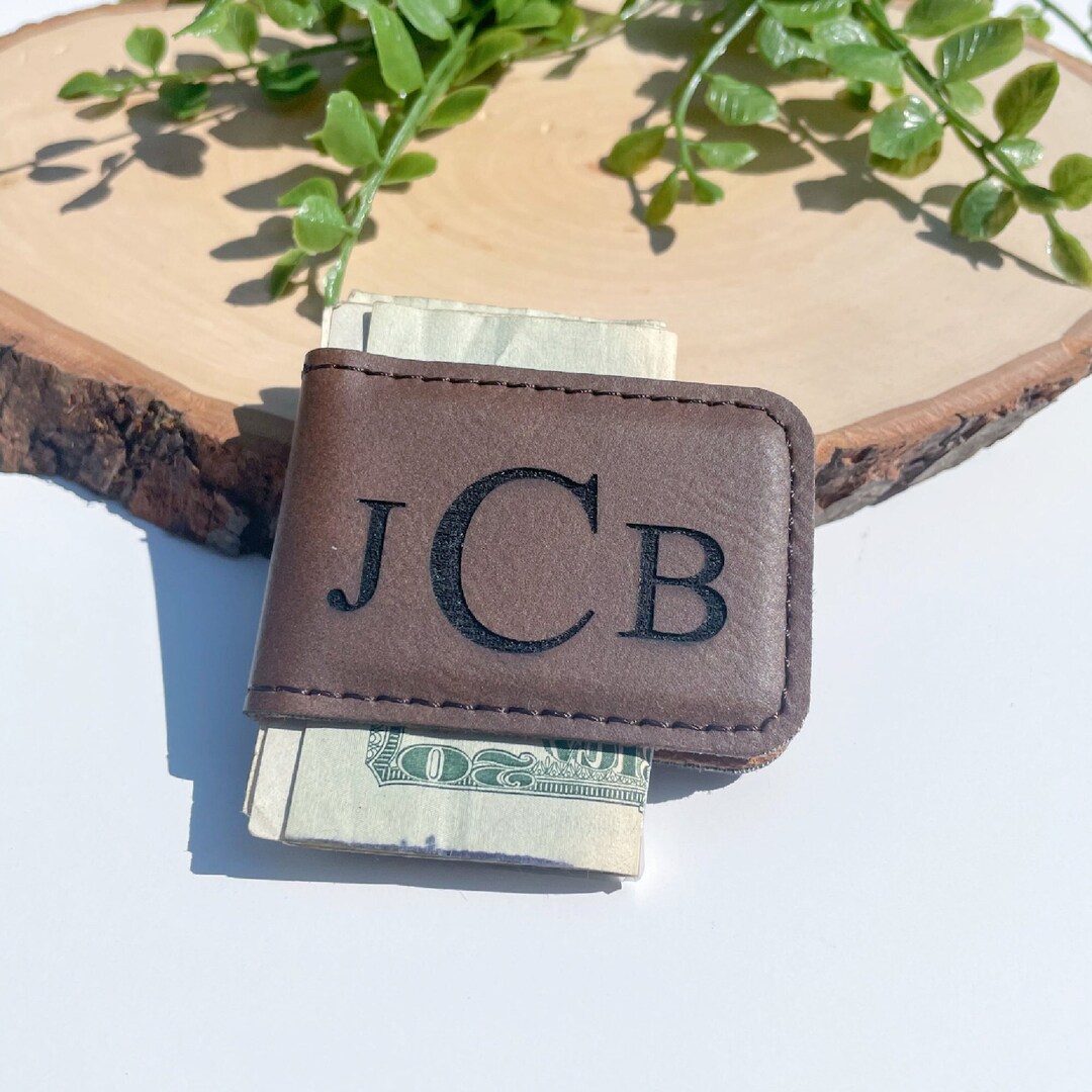 Leather Money Clip - Custom Money Clip - Third Anniversary Gift ...