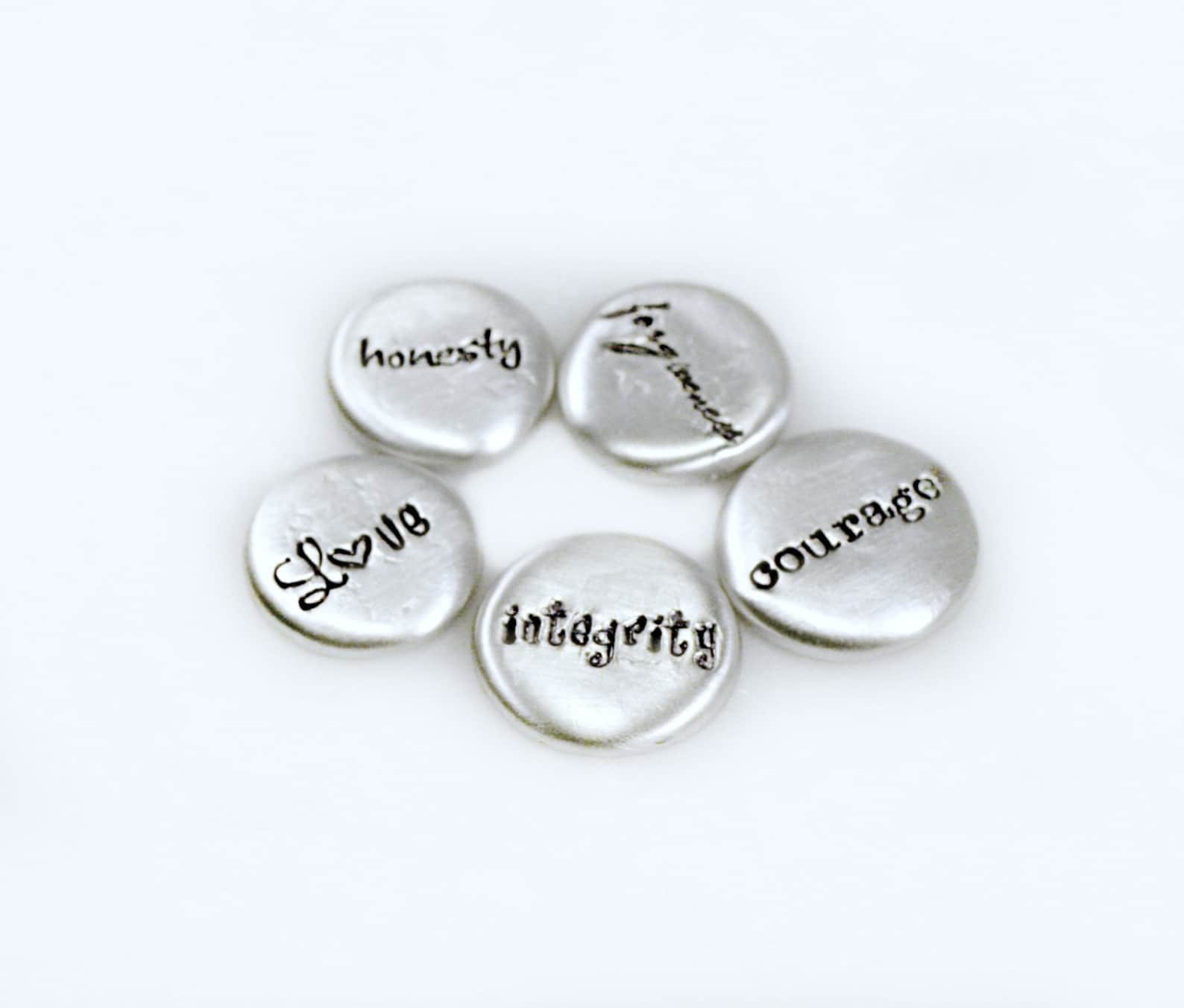 Personalized Pocket Stones- Pewter Message Stones - Affirmation Tokens ...