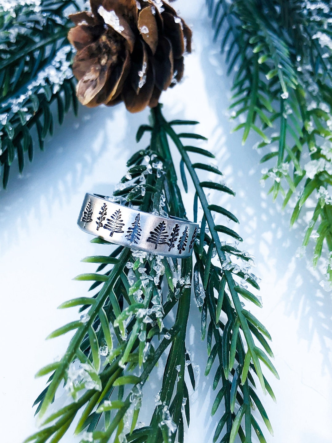 Tree Ring - Skinny Silver Stacking Rings for Women - Forest Ring ...