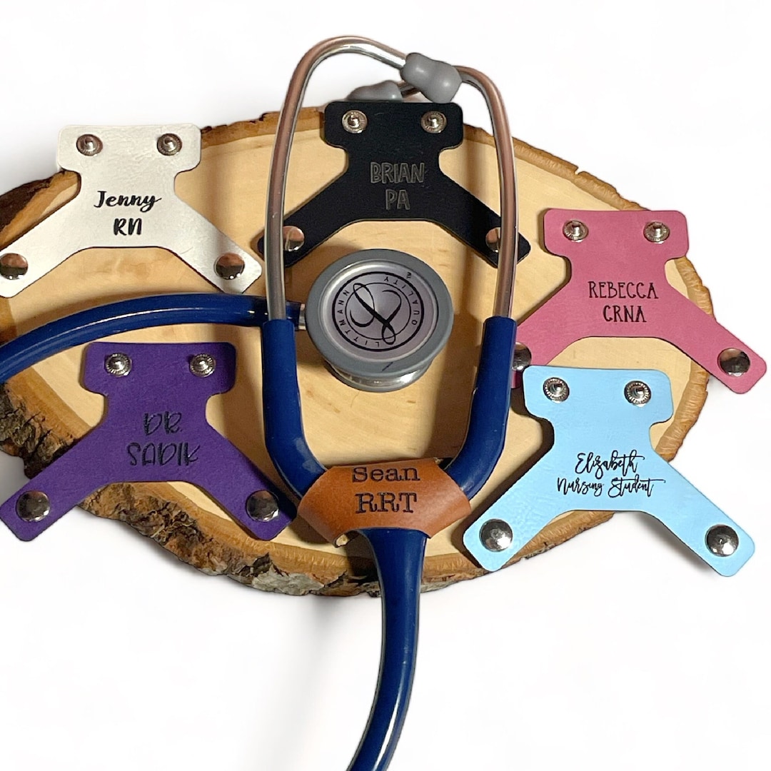 Engraved Leatherette Stethoscope ID Tag - Custom Stethoscope Name Tag ...