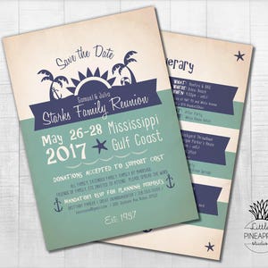 Retro Beach Family Reunion Invite With Itinerary DIY Printable - Etsy
