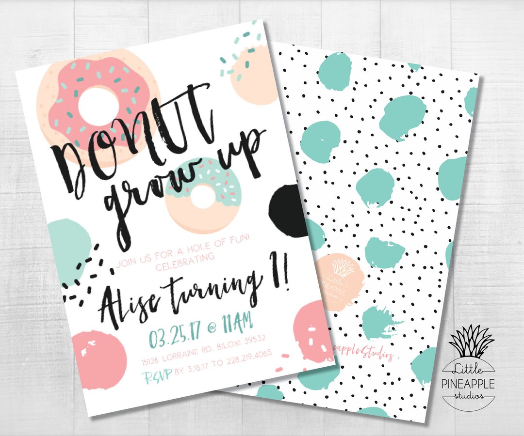 Donut Grow up Party Invite and Tags DIY Printable - Etsy