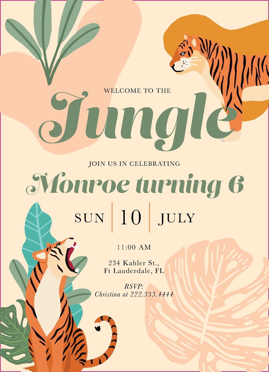 Welcome to the Jungle Birthday Party Invite I DESIGN YOU PRINT - Etsy