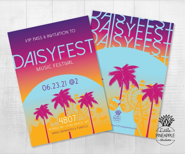 Music Festival Themed VIP Pass Party Invitation. Ultra Themed Festival ...