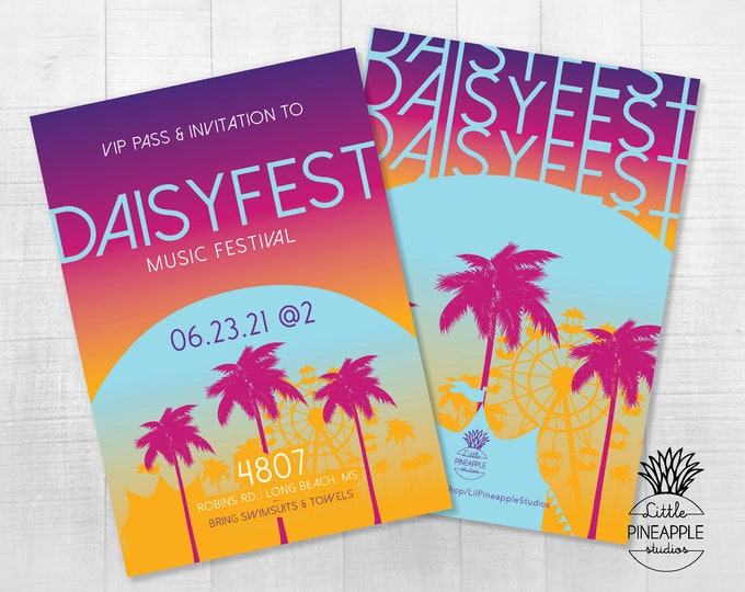 Music Festival Themed Birthday Party Invite I EDIT, YOU PRINT - Etsy