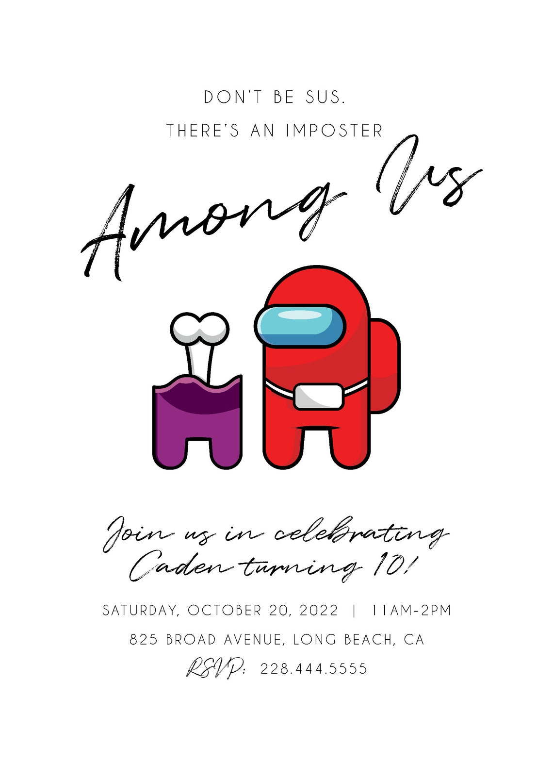 Among Us Minimalist Birthday Party Invite I EDIT, YOU PRINT - Etsy