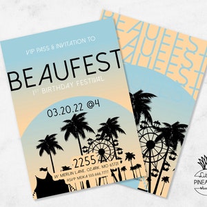 Music Festival Themed VIP Pass Party Invitation. Ultra Themed Festival ...