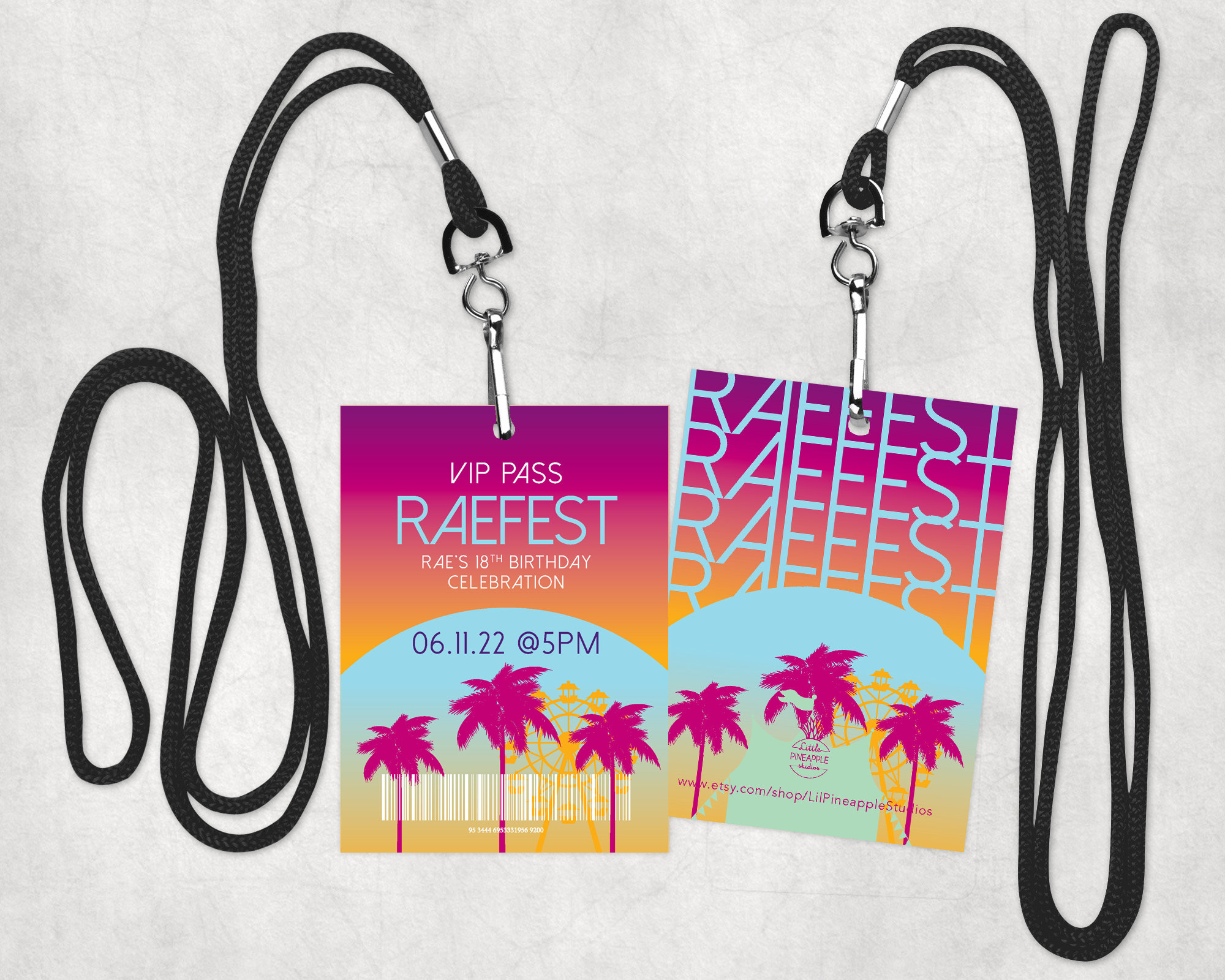 Music Festival Concert Themed Birthday Party VIP Pass Lanyard - Etsy