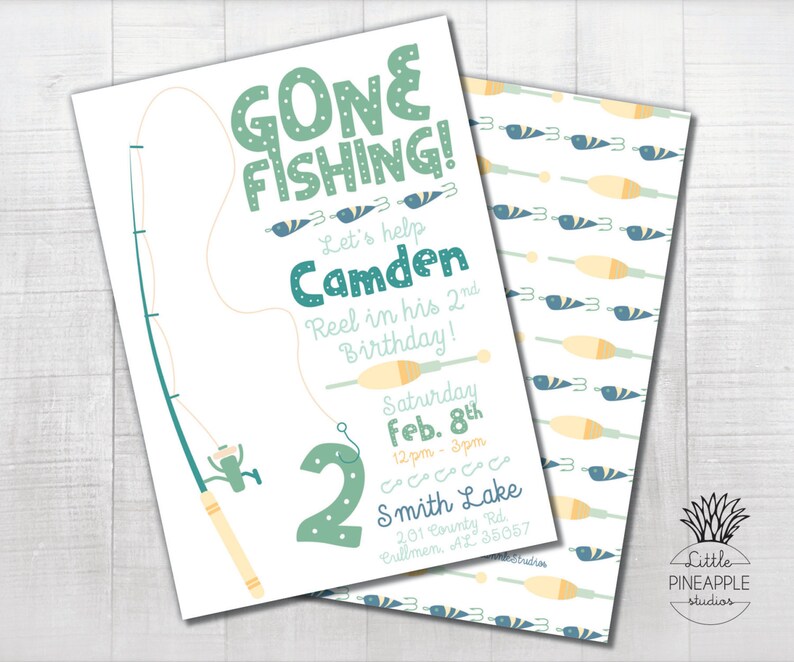 Gone Fishing Theme Birthday Party/ Baby Shower Invite I DESIGN - Etsy