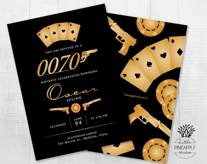 MännerGeburtstag Party Einladung. James Bond Themed. Glam Luxus Modern ...