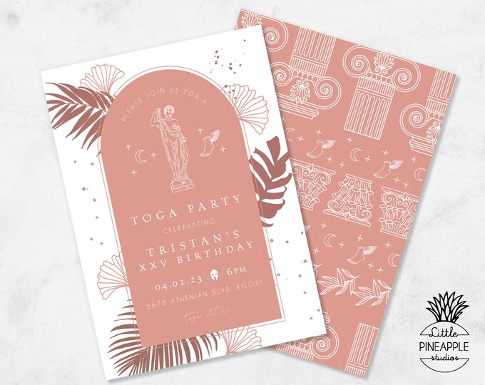 Toga Greek Party Invite Terracotta I EDIT, YOU PRINT - Etsy