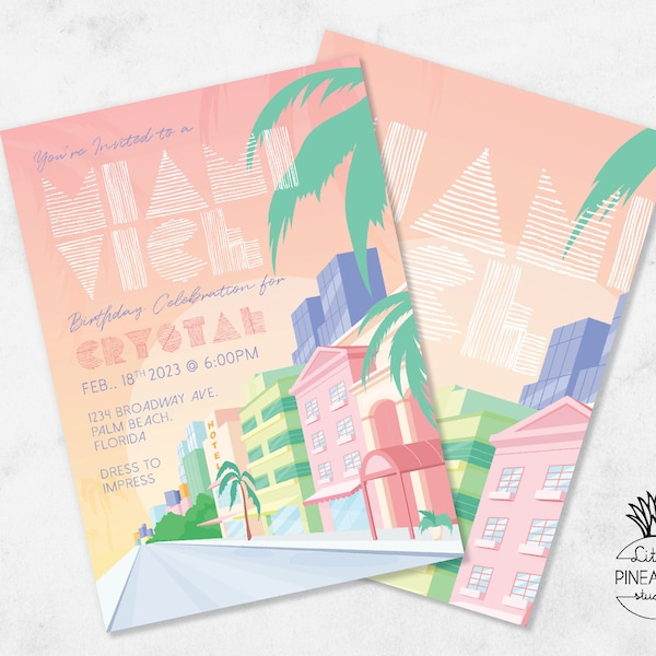 Miami Vice Invitations - Etsy