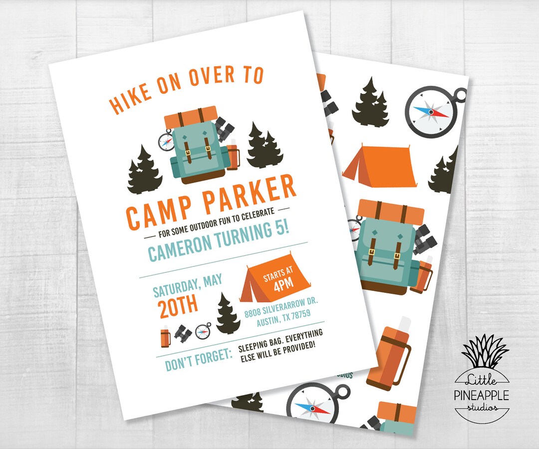 Hiking and Camping Birthday Party Invite DIY Printable - Etsy