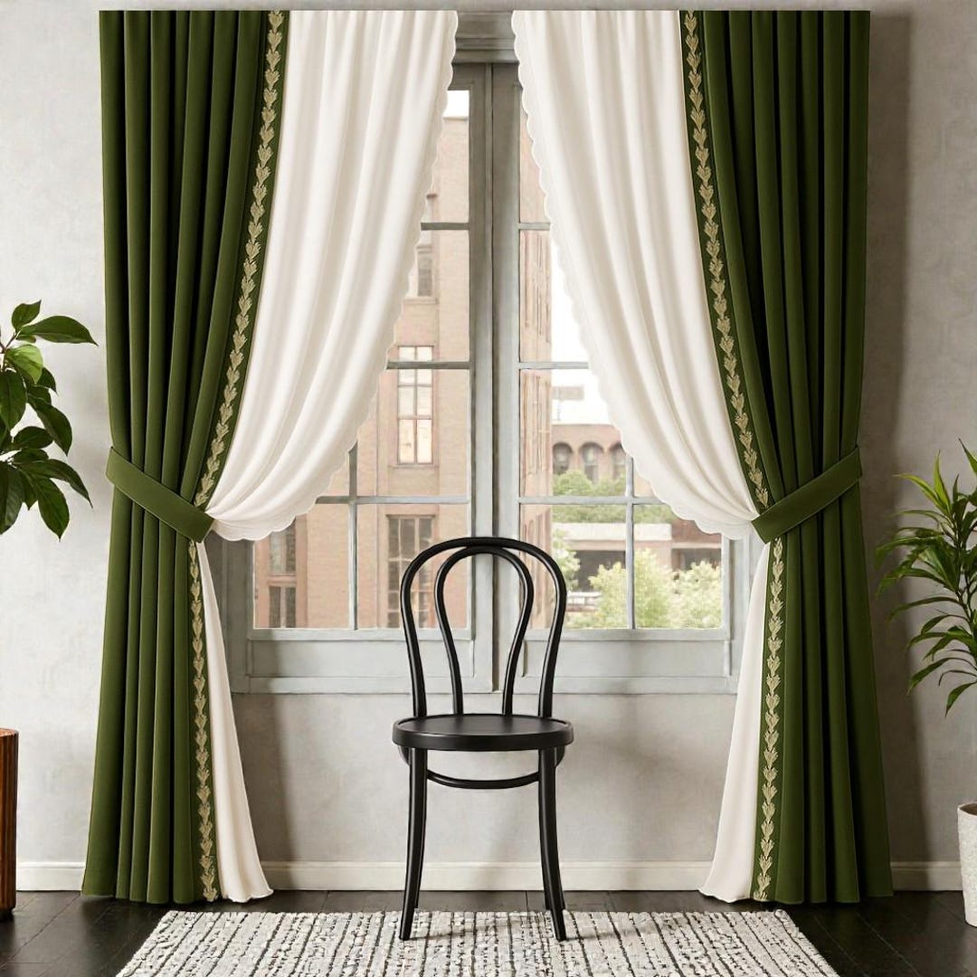 Luxury Velvet Curtains for Living Room and Bedroom, Color Olive Green ...