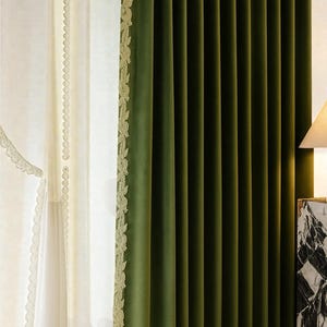 Luxury Velvet Curtains for Living Room and Bedroom, Color Olive Green ...