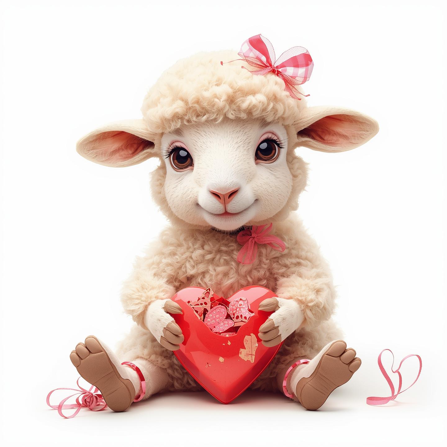 Cute Lamb Valentine Clipart Bundle PNG | Kawaii Sheep Valentines Day ...
