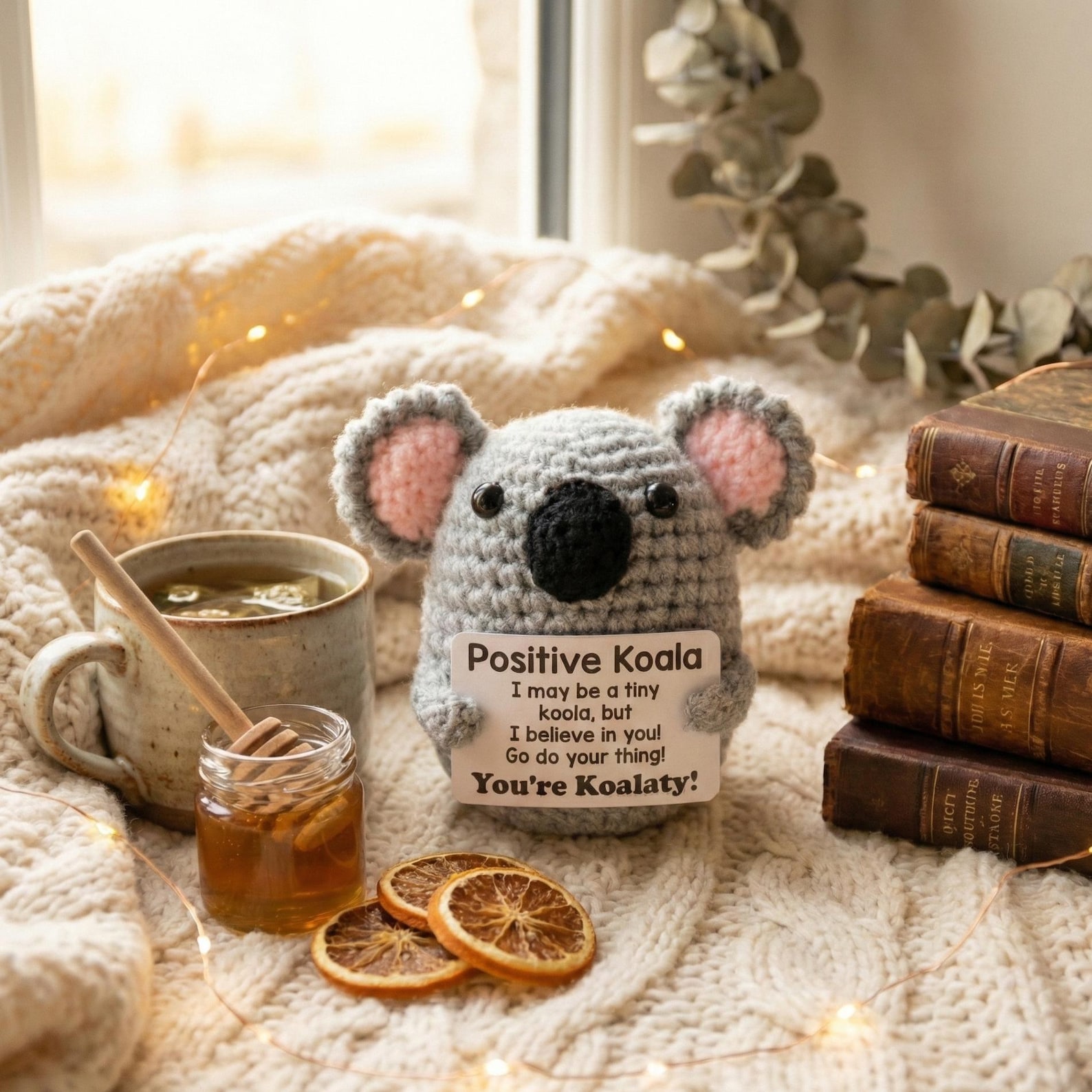 Handmade Crochet Positive Koala Plush | Motivational Amigurumi Animal ...
