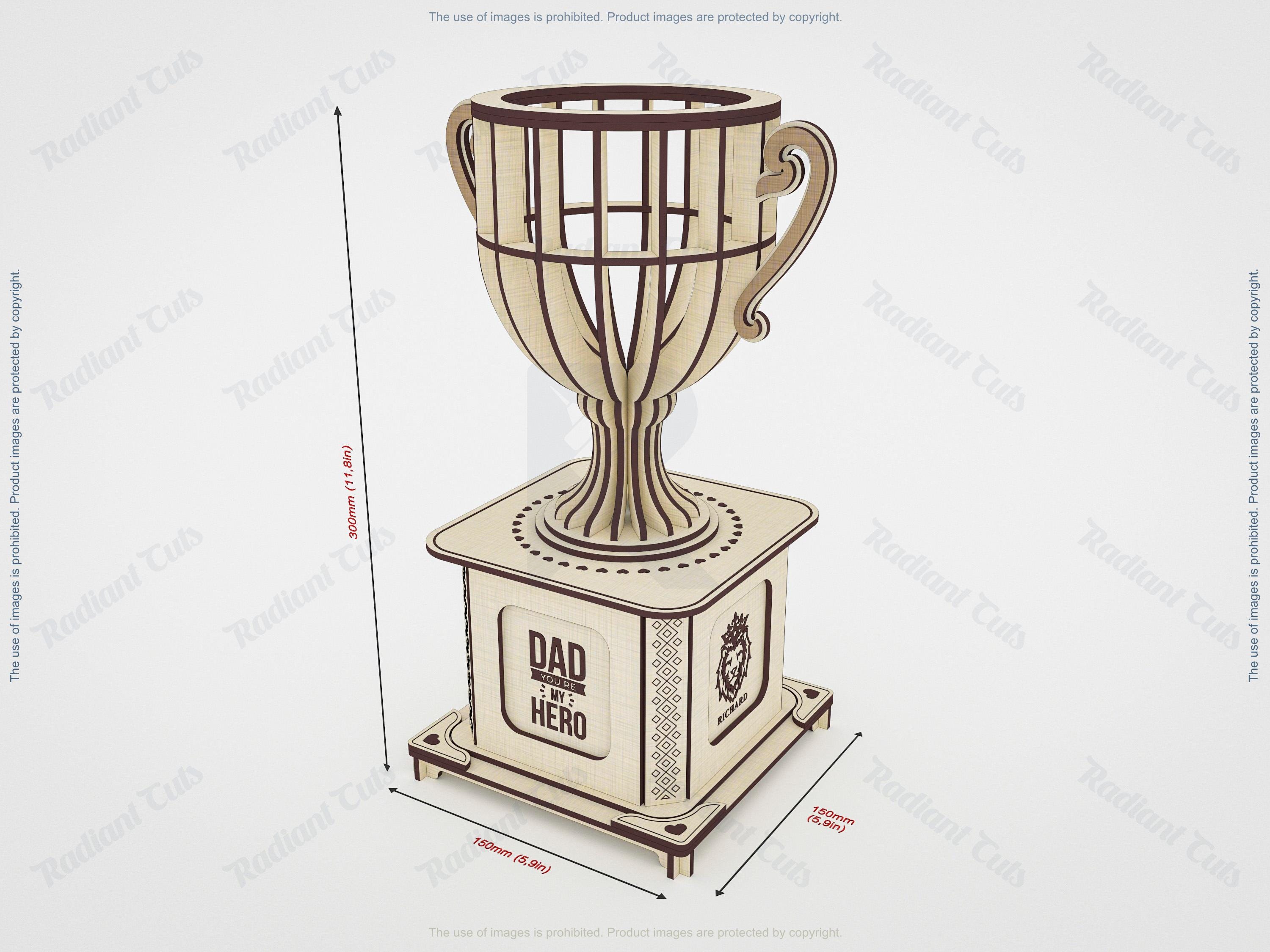 Award Trophy Gift Box Laser Cutting Files, Dad, Mom, Valentine Gift Box ...