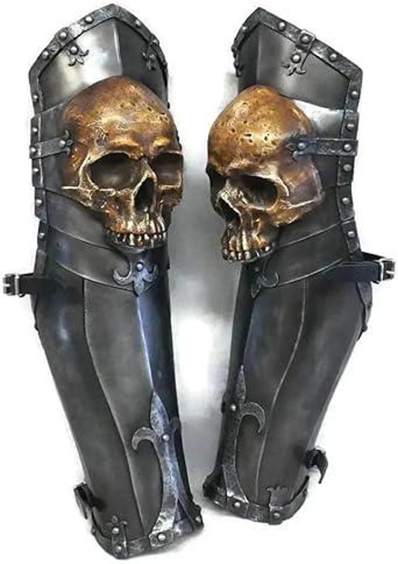 Medieval Steel Skull Greaves - Battle Ready Leg Armor - Etsy