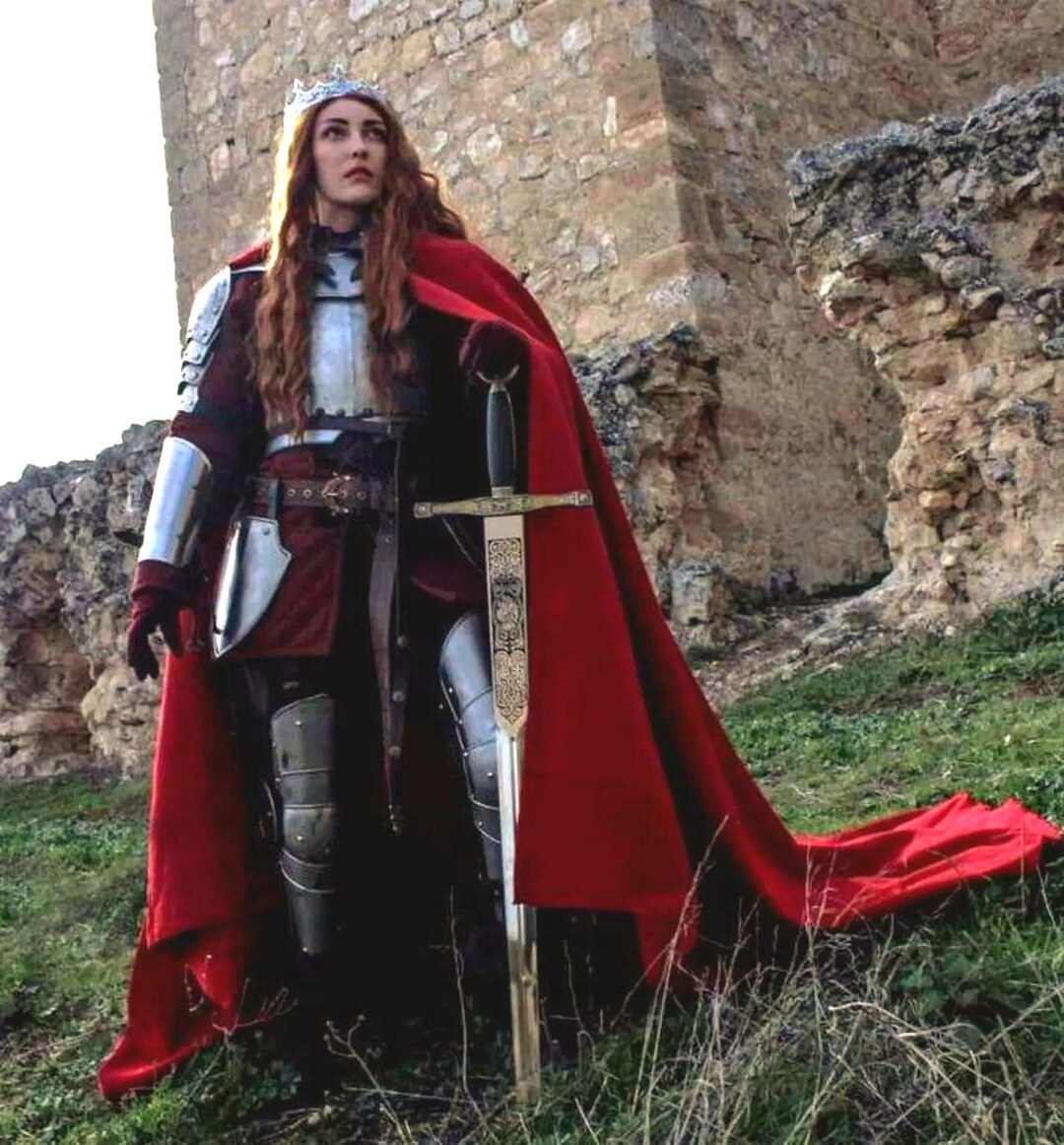 Handcrafted Valkyrie Knight Armor: 18-gauge Steel, Red Cloak, Women's ...