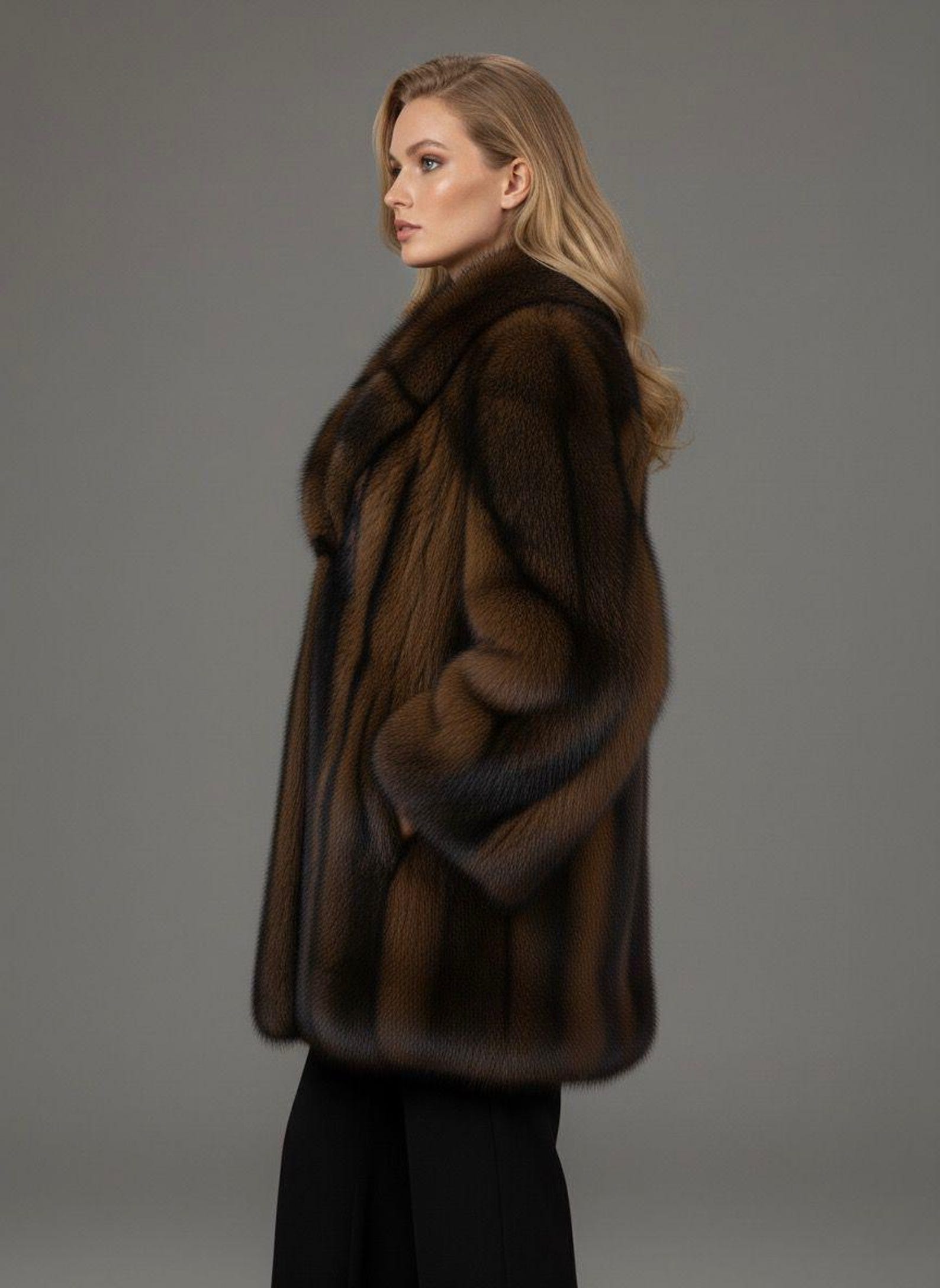 Vintage Brown Fox Fur Coat | Elegant Shawl Collar, Winter Jacket - Etsy