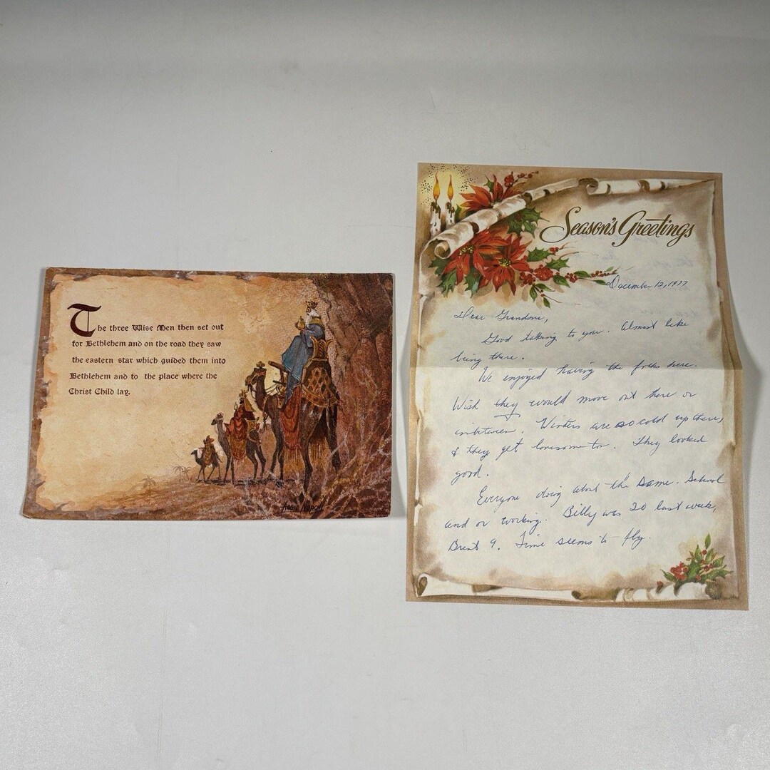 Vintage Crest Christmas Card Wise Men Angie Napoli 1977 Handwritten ...