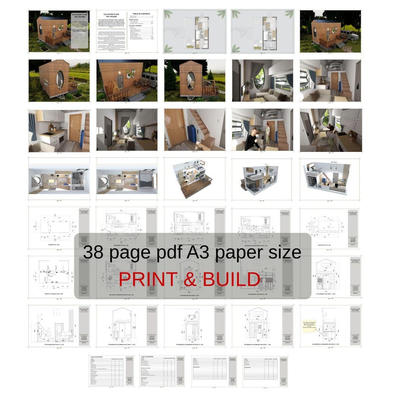 Modern Tiny House Architectural Plan • 600x255 Cm Detailed Layout ...