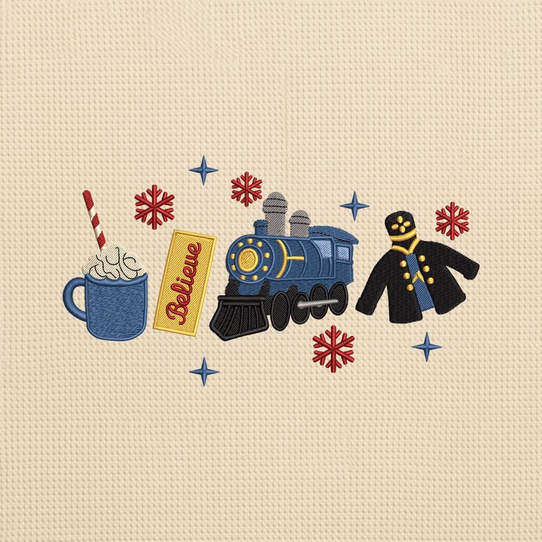 Polar Express Embroidery Design Set, Believe Ticket Applique, Christmas ...