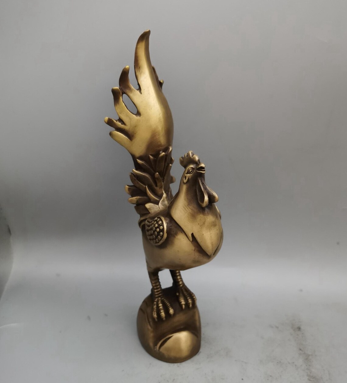 Vintage Brass Carved Rooster Statue - Etsy