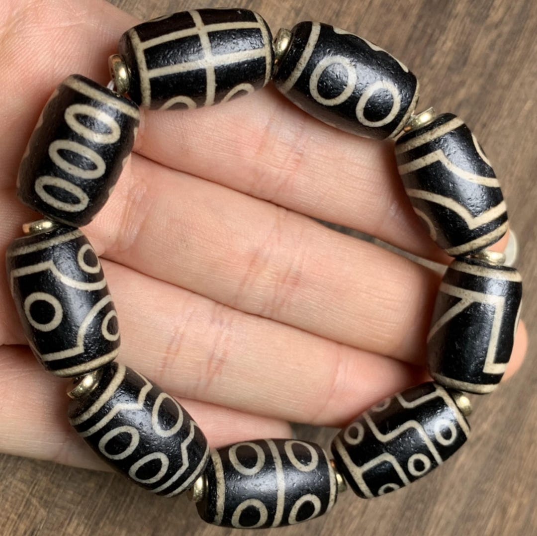 Tibetan From One Eye to Nine-eyed Dzi Bead Bracelet- - Natural Agate ...