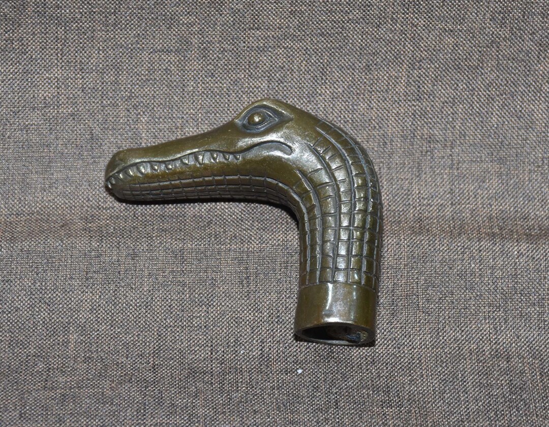 Vintage Brass Carved Crocodile Cane Head - Etsy