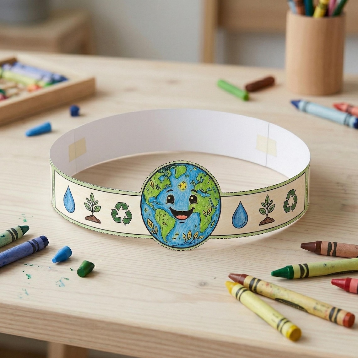 Earth Day Crown Craft, Printable Earth Day Hat Headband, Kids Coloring ...