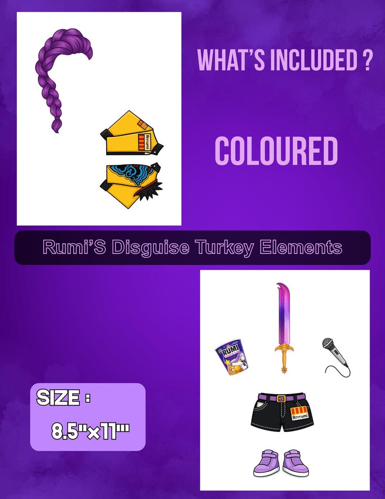 KPOP Demon Hunters Turkey Disguise Printable, Demon Rumi Thanksgiving ...