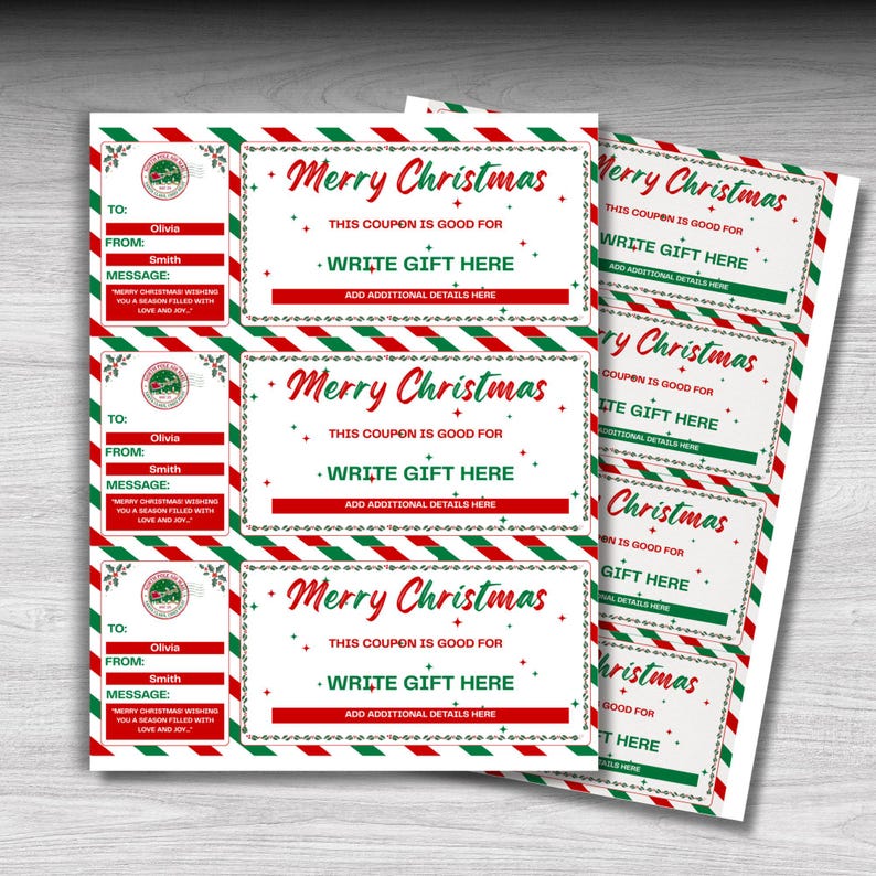 Christmas Coupon Template, Editable Gift Voucher, Printable Holiday ...