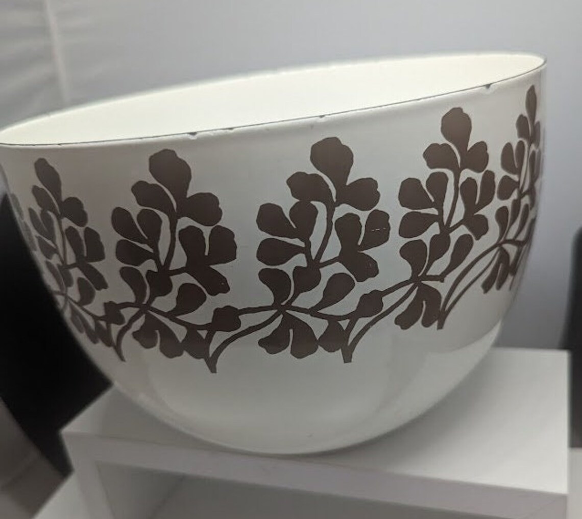 Large Enamelware Bowl by Finel Arabia -"cilantro" Pattern by Kaj Franck ...