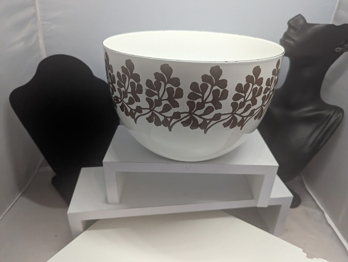 Large Enamelware Bowl by Finel Arabia -"cilantro" Pattern by Kaj Franck ...