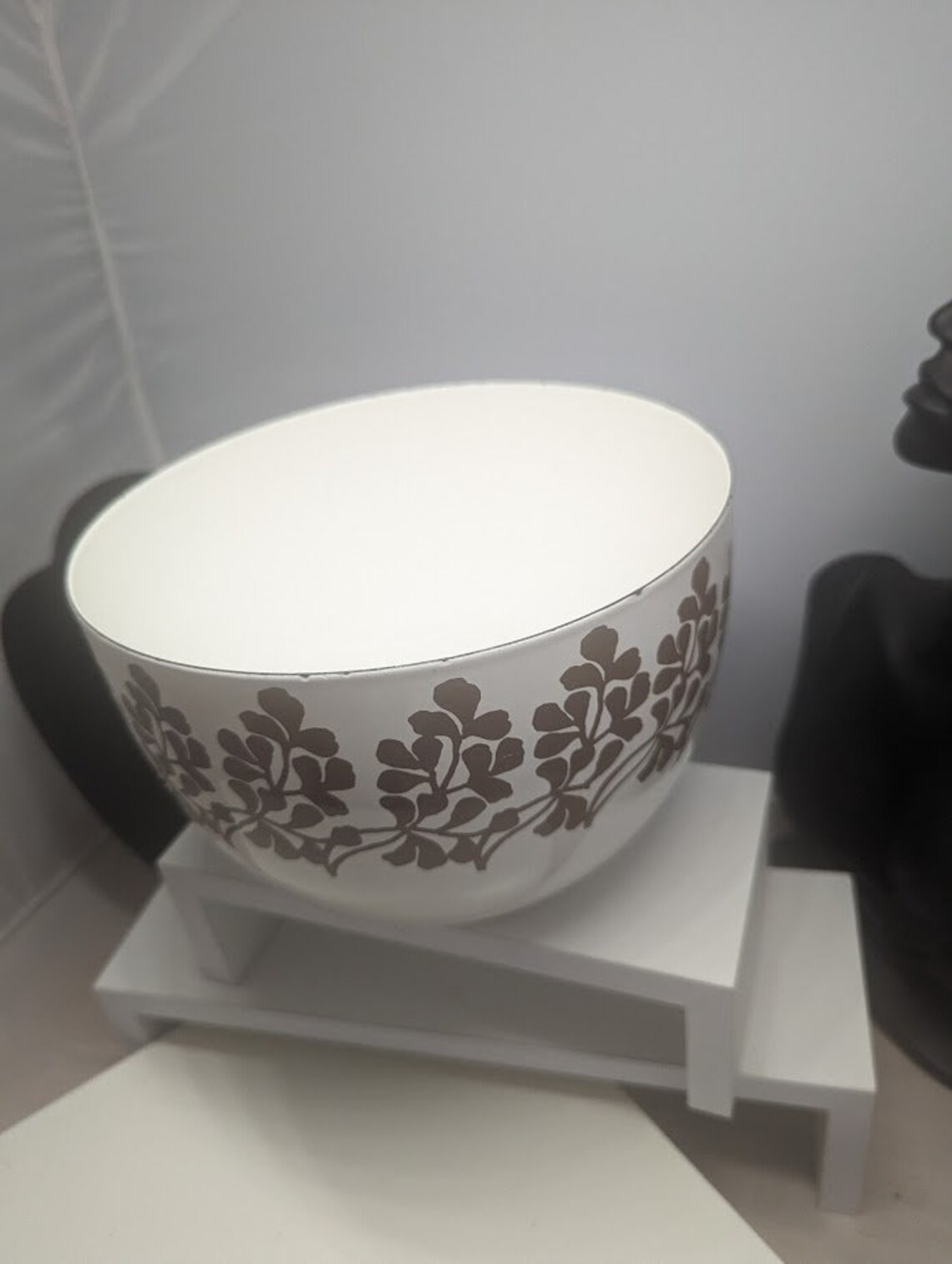 Large Enamelware Bowl by Finel Arabia -"cilantro" Pattern by Kaj Franck ...