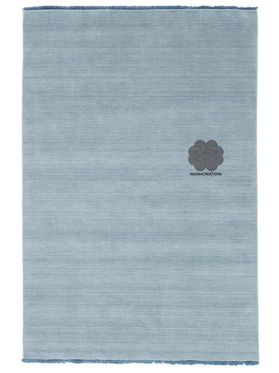 Solid Blue Handloom Rug | Soft Sky Blue Wool Carpet | Minimal Modern ...