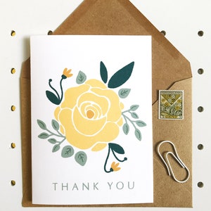 Thank You Card -yellow Rose - Etsy