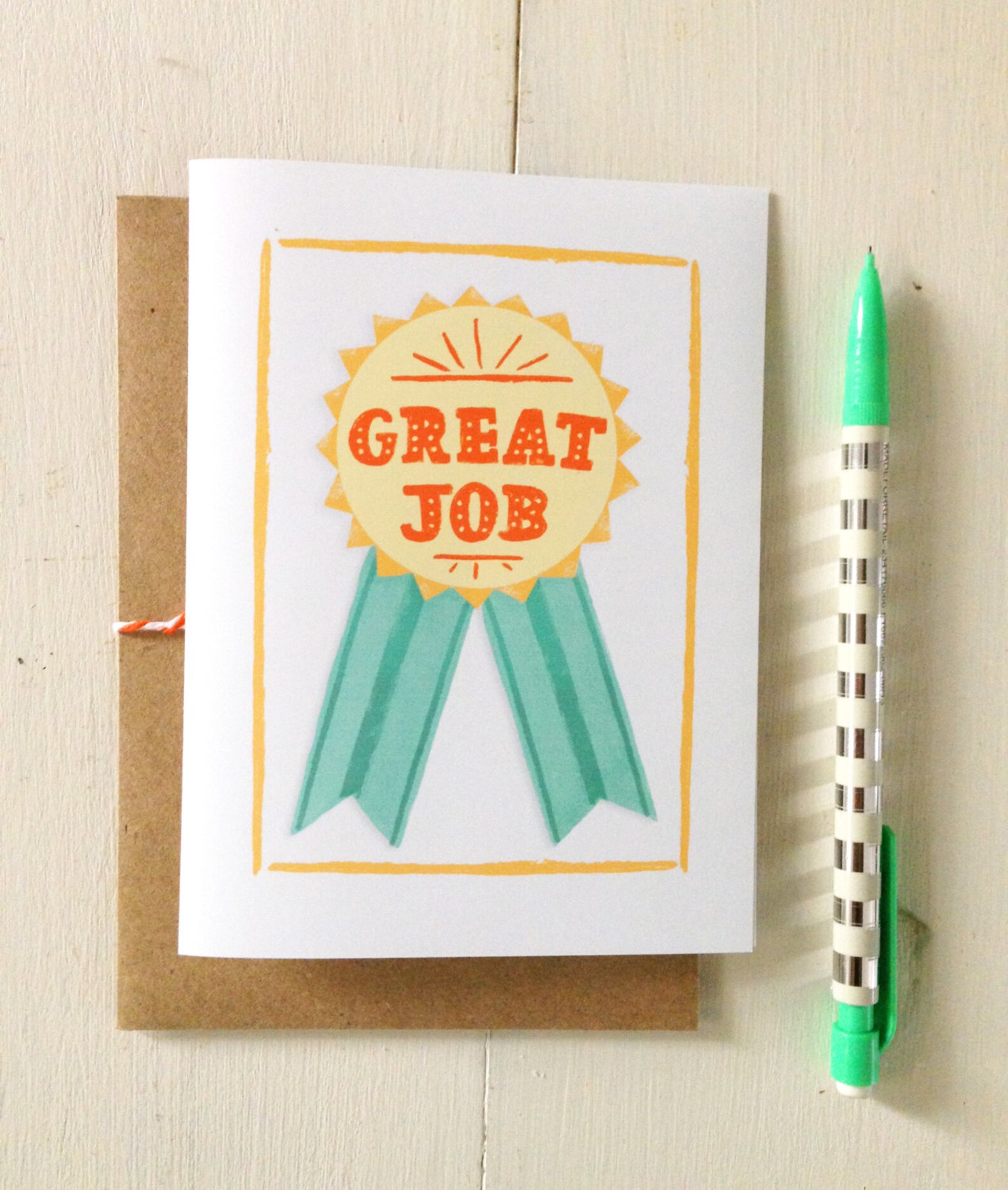 Great Job Ribbon Card - Etsy