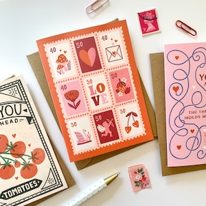 Love Postage Stamp Card- Valentine Card, Friend, Love - Etsy