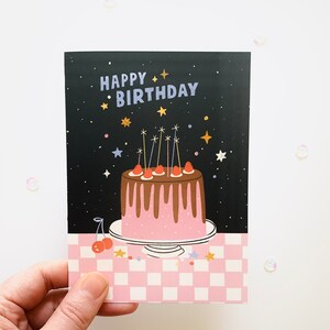 Happy Birthday Spacey Cake Card - Etsy
