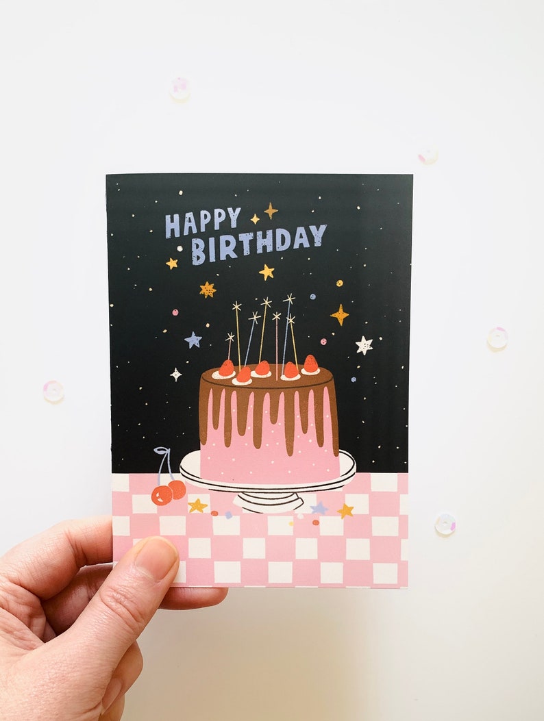 Happy Birthday Spacey Cake Card - Etsy