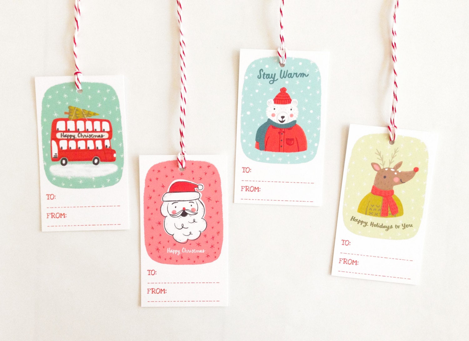 Happy Christmas Printable Gift Tags - Instant Download - Etsy